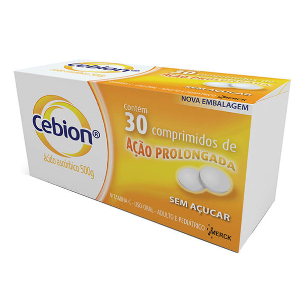 Cebion Ap 500mg Vitamina C 30 Comprimidos Liberação Prolongada Merck ...
