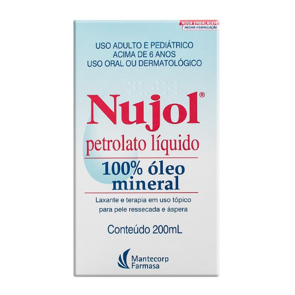 Nujol Óleo Mineral 200ml Mantecorp – Laxante e Hidratante Cutâneo ...