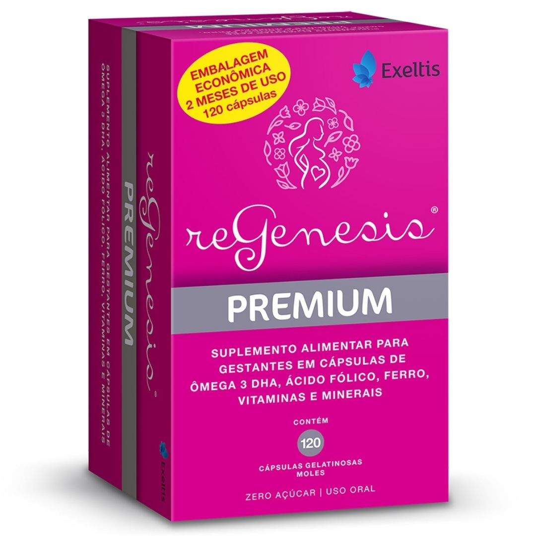 Regenesis Premium Suplemento Gestantes Ômega 3 DHA Metilfolato 120 ...