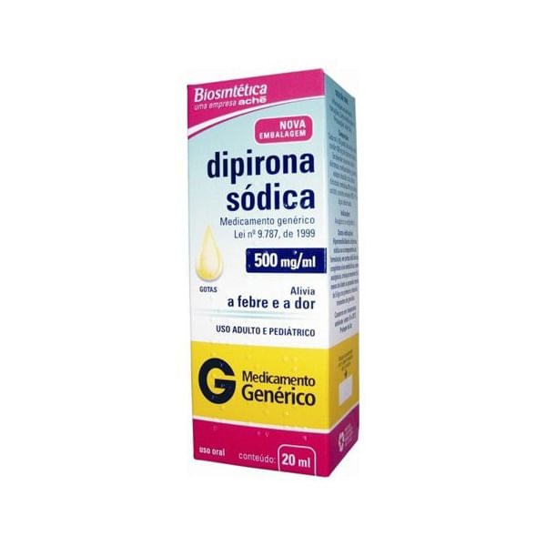 Dipirona Sodica 500Mg Sl Or 20Ml - Genérico - Biosintética Genérica ...