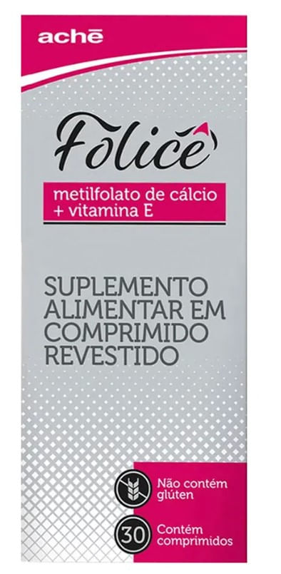 Folice Achê Ácido Fólico 393,25 mg 30 Comprimidos para Gestantes ...