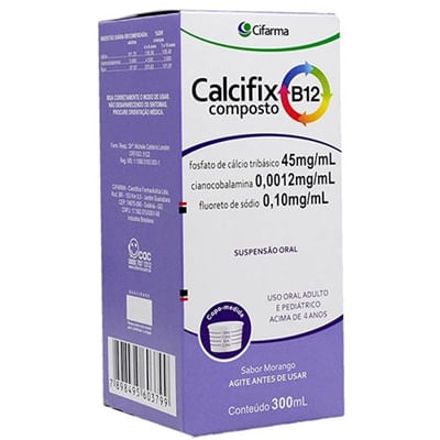 Calcifix Composto B12 300mL Cálcio e Vitamina B12 Morango - Drogaria ...