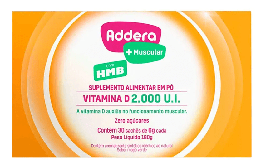Addera +Muscular Suplemento em Pó HMB e Vitamina D 30 Sachês - FARMALIFE