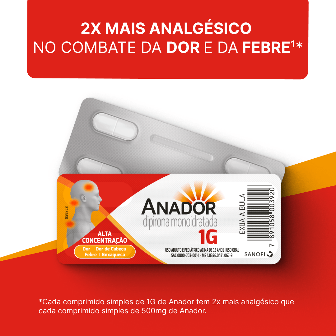 Medicamento Dipirona Monoidratada 1g Genérico Anador 4 Comprimidos ...