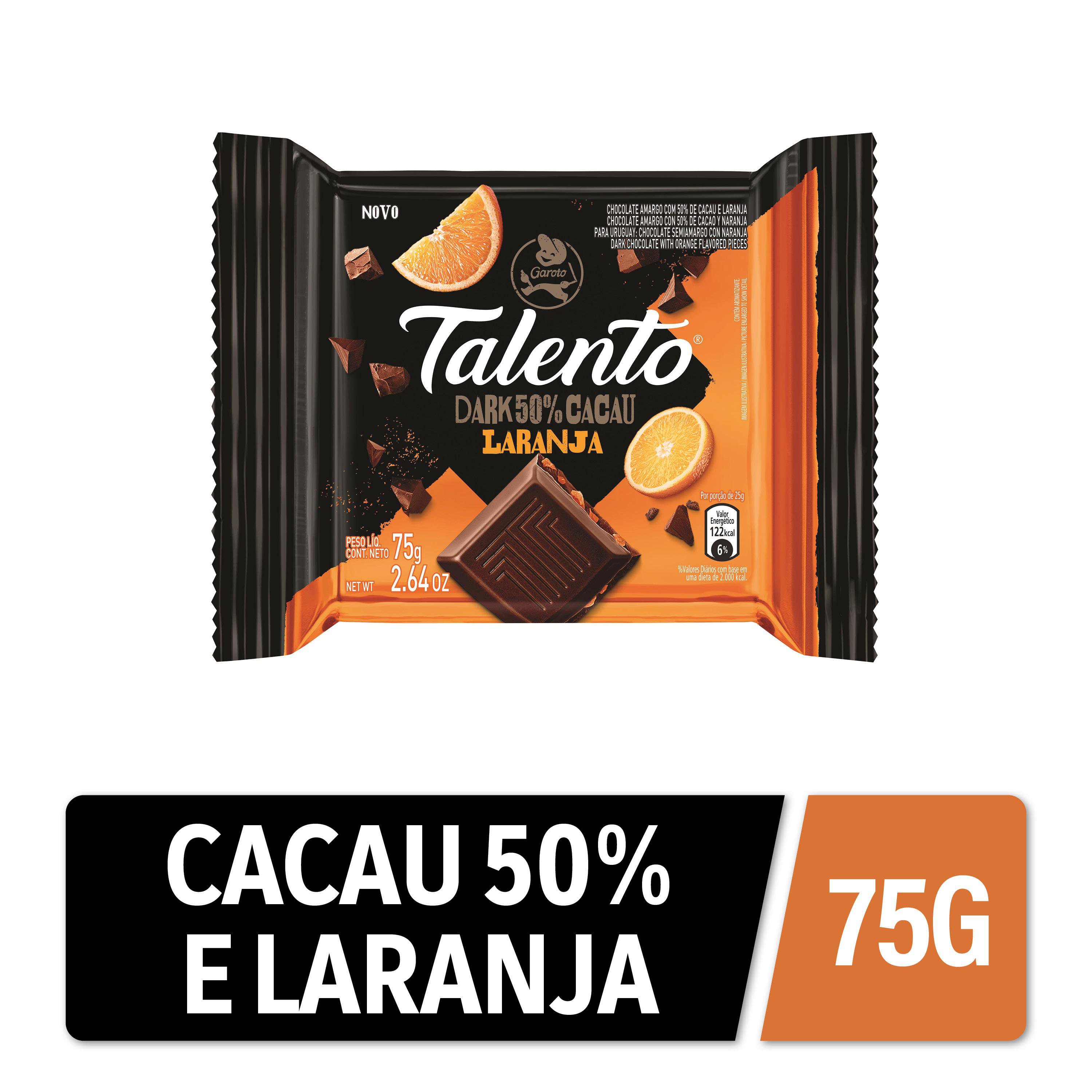 Chocolate Talento Dark 75g 50% Cacau Laranja Garoto - Drogaria Rosário
