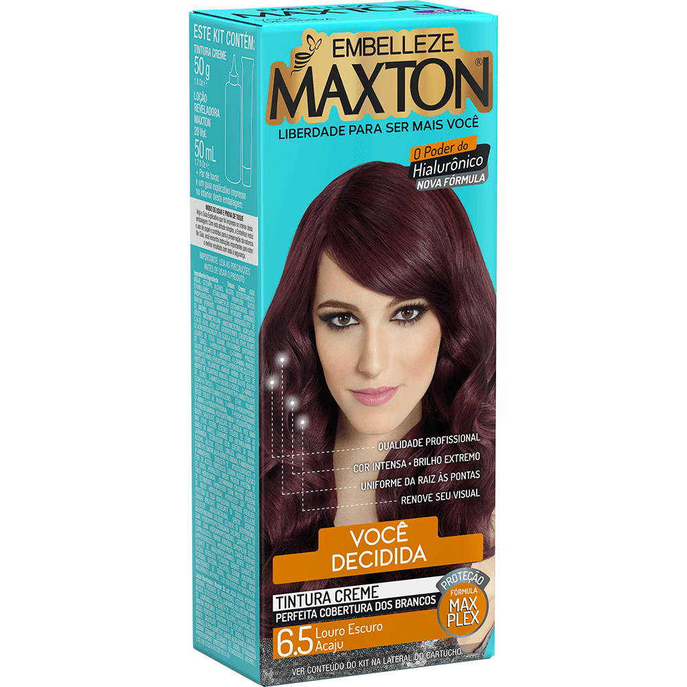 Tinta de Cabelo Maxton Ruiva Decidida Louro Escuro Acaju 6.5 KIT ...