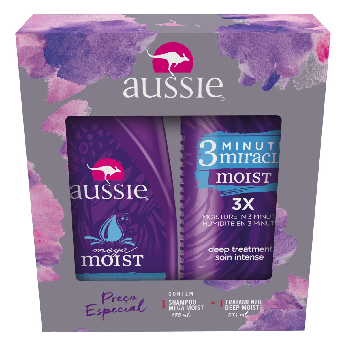 KIT AUSSIE MOIST SHAMPOO 180 + TRATAMENTO 3MM 236ML - Drogaria Rosário