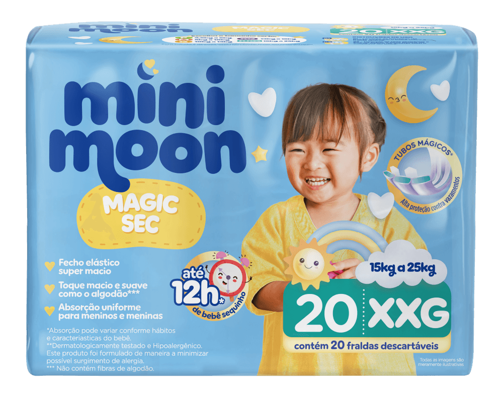 Mini Moon Magic Sec XXG Fralda Descartável Infantil 20 Unidades - Drogasmil