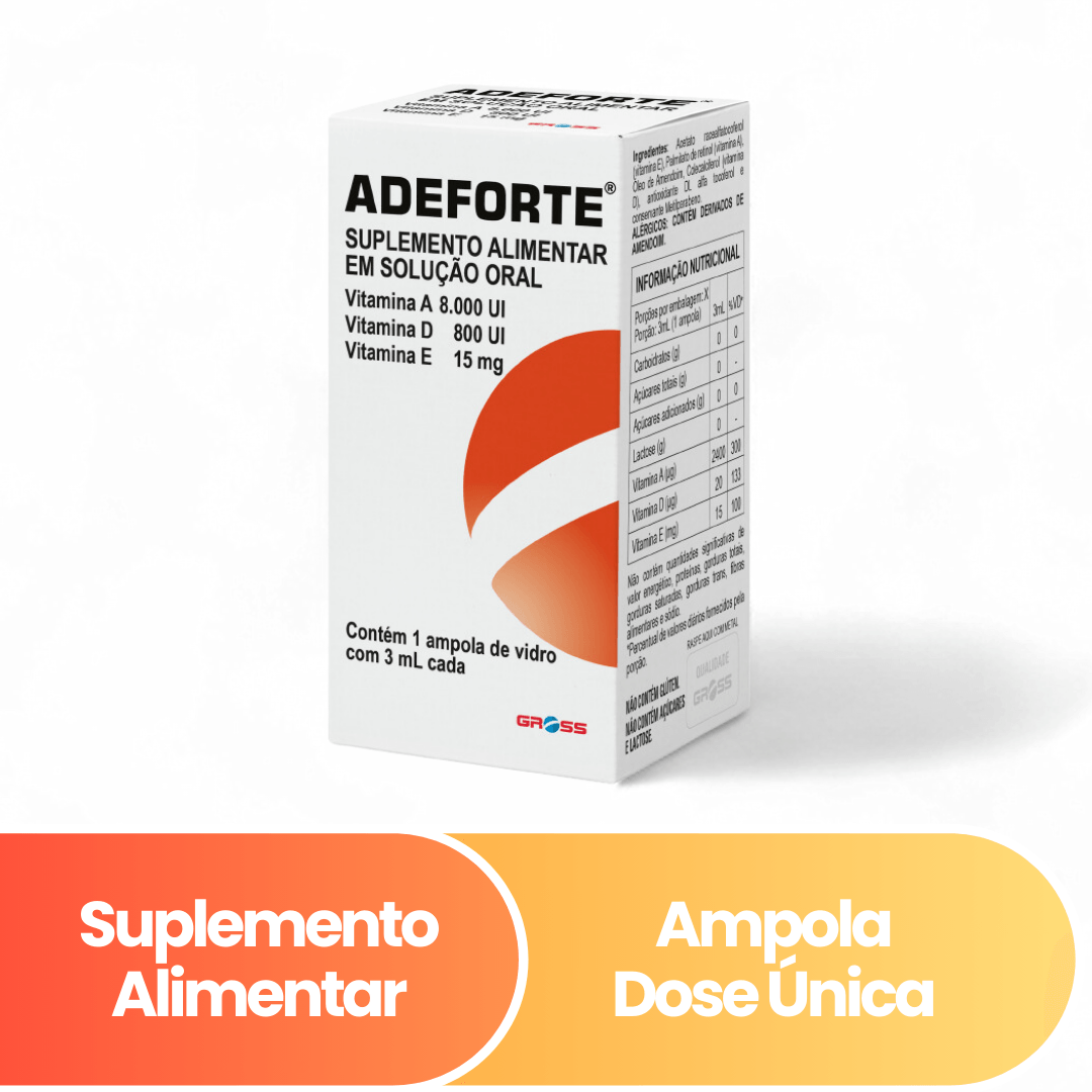 Adeforte Gross 3ml | Suplemento Vitaminas A, D e E Oral - Drogarias Tamoio