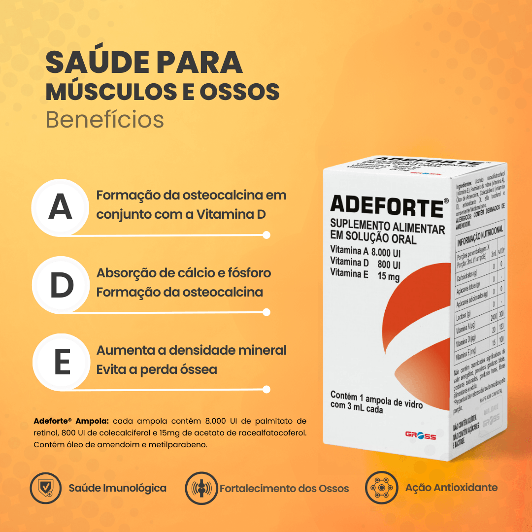Adeforte Gross 3ml | Suplemento Vitaminas A, D e E Oral - Drogarias Tamoio