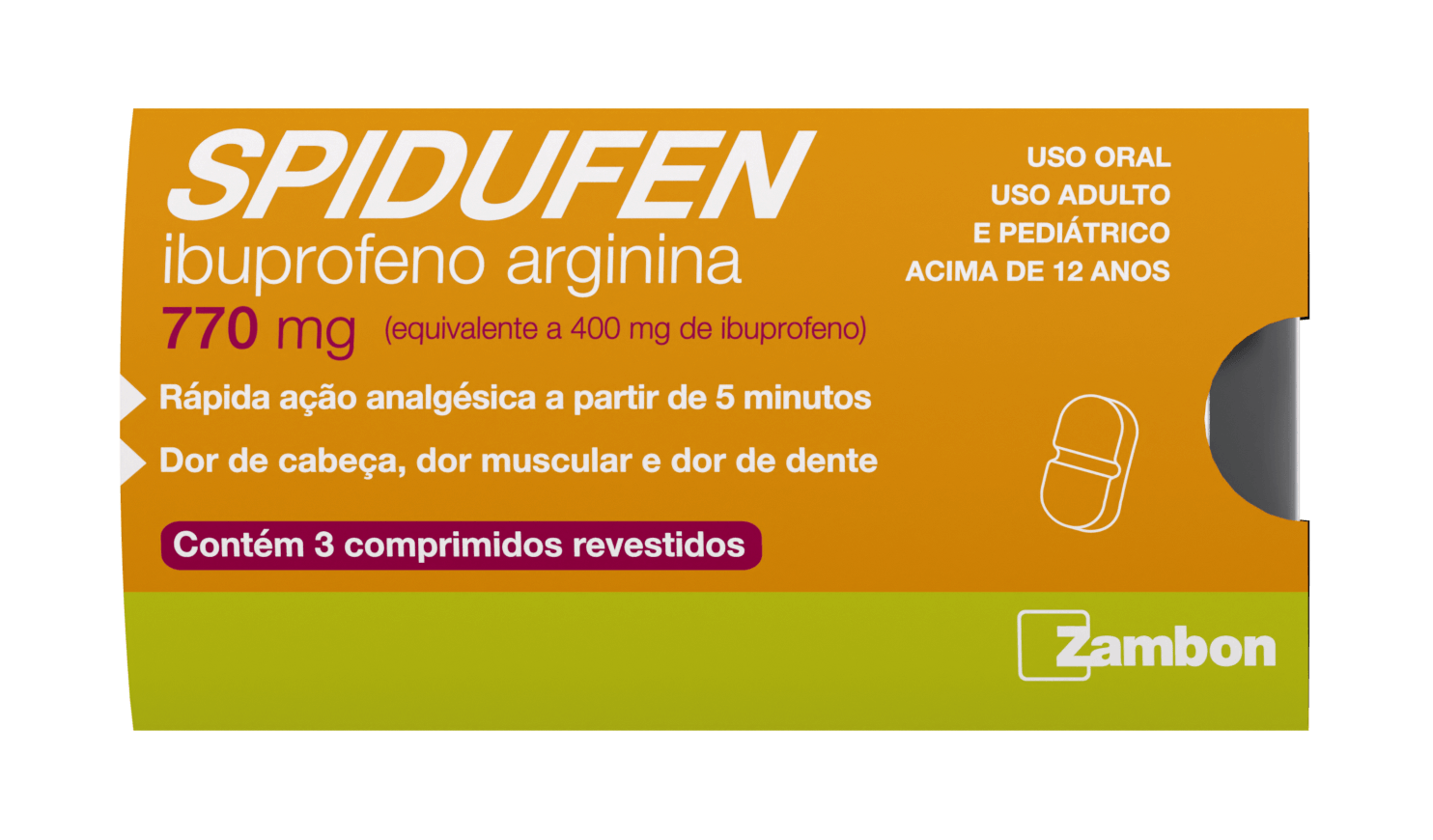 Medicamento Ibuprofeno Arginina 770mg Genérico Zambon 3 Comprimidos ...