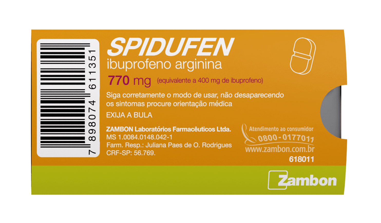 Medicamento Ibuprofeno Arginina 770mg Genérico Zambon 3 Comprimidos ...