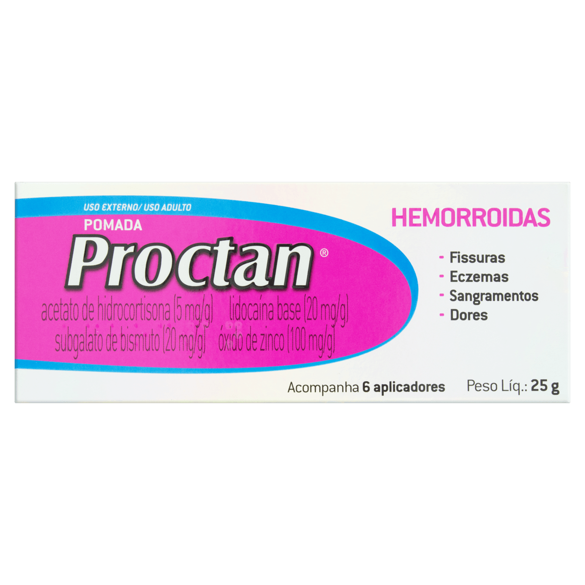 Proctan Pomada 25g Tratamento para Hemorroidas Internas e Externas ...