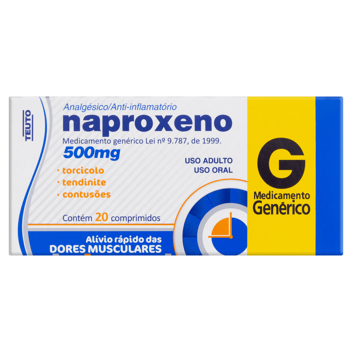 Medicamento Naproxeno 500mg Genérico Teuto 20 Comprimidos - Drogaria ...