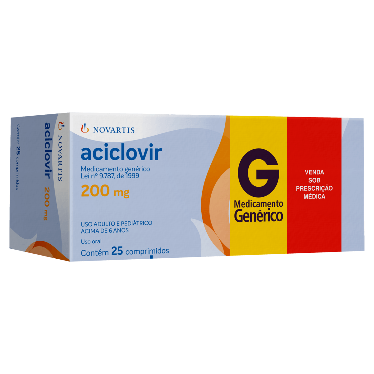 Aciclovir 200mg Novartis Antiviral 25 Comprimidos - FARMALIFE