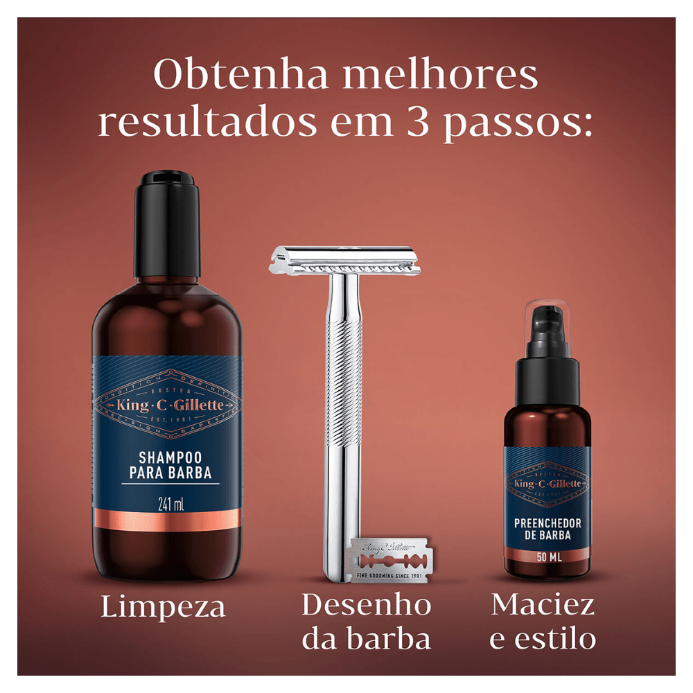 Kit Shampoo 241ml + Sérum Preenchedor para Barba 50ml King C. Gillette ...