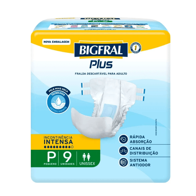 Fralda Adulto Bigfral Plus P Unissex - 9 Unidades - Drogaria Rosário