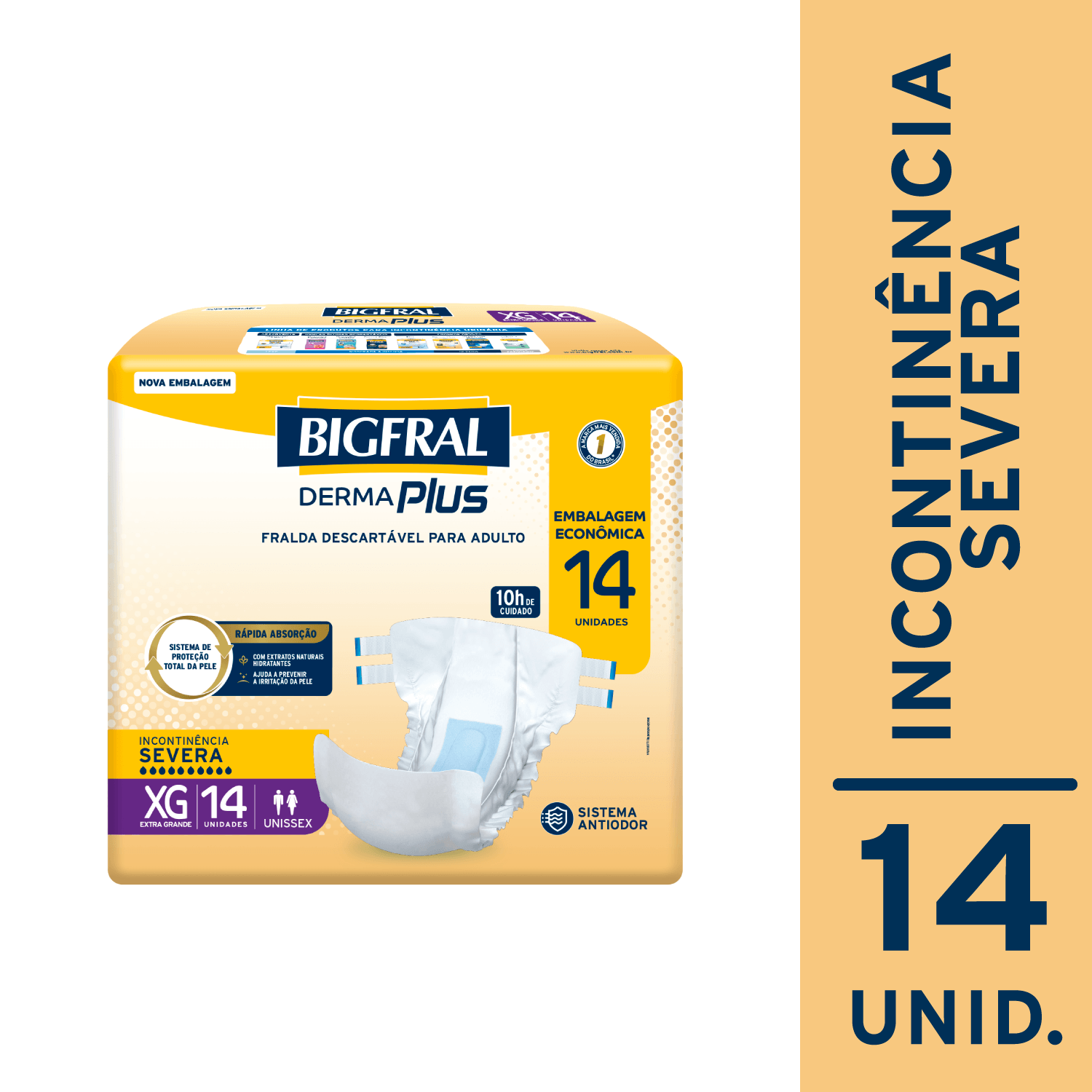 Fralda Bigfral Derma Plus XG Adulto 14 Unidades Incontinência ...