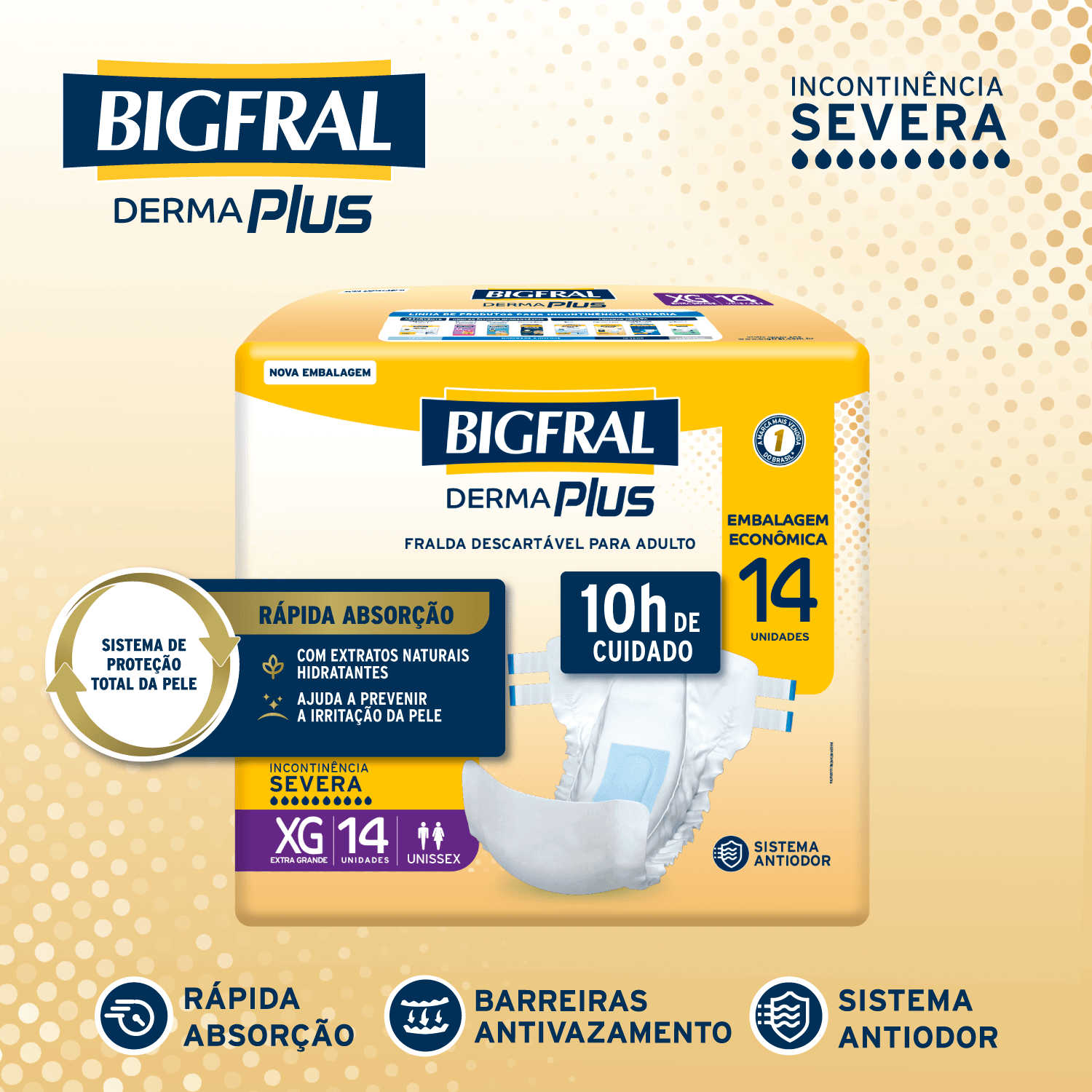 Fralda Bigfral Derma Plus Econômica Xg - 14 Unidades - Drogaria Rosário