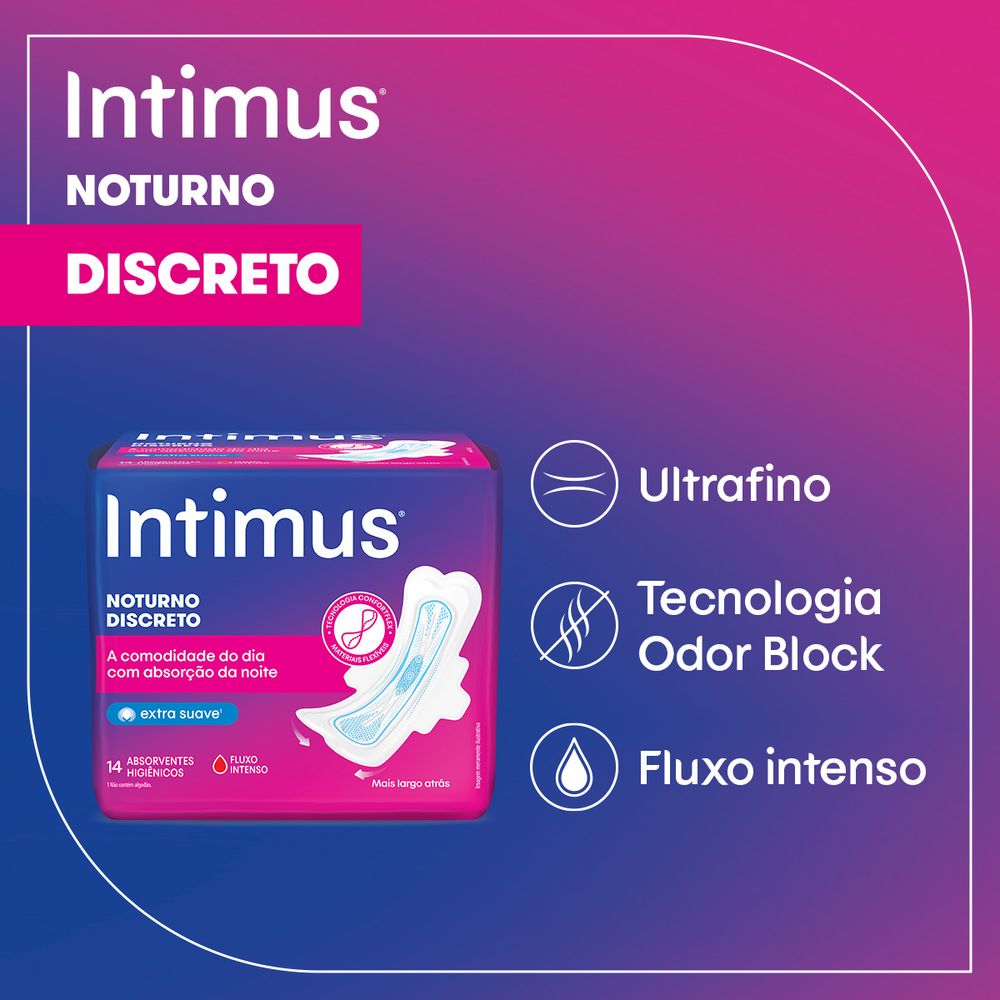 Absorvente Intimus® Noturno Discreto C/Abas - 28 UN - Drogasmil