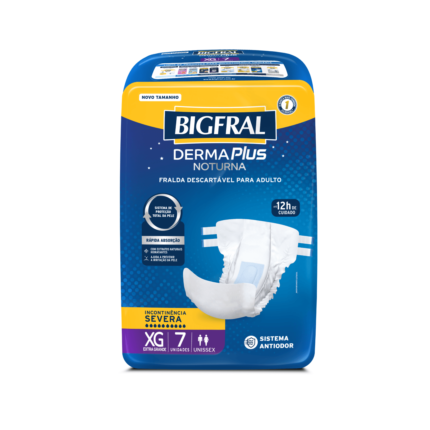 Fralda Geriátrica Bigfral Derma Plus Noturna XG - 7 Unidades - FARMALIFE