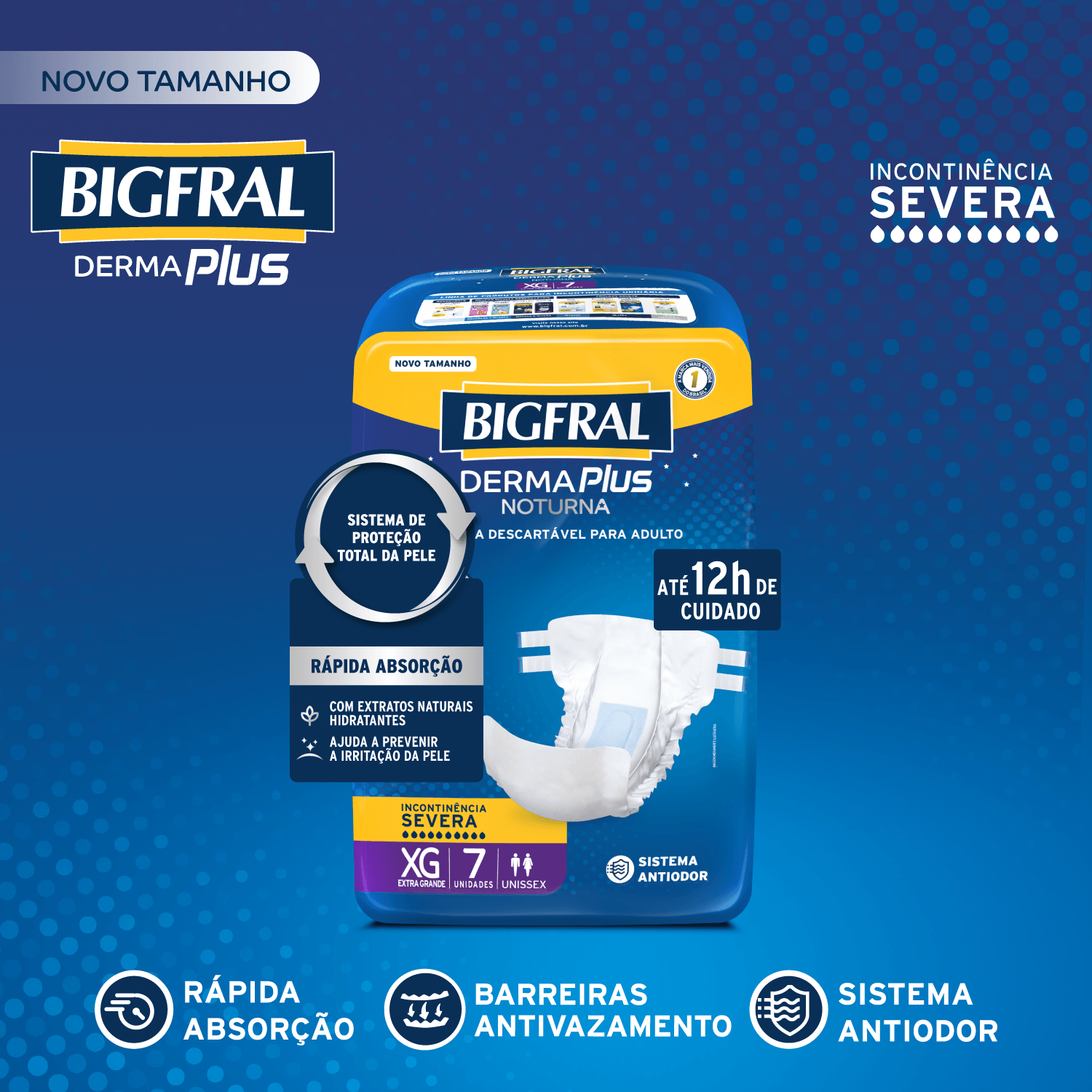 Fralda Geriátrica Bigfral Derma Plus Noturna XG 7 Unidades - Drogaria ...