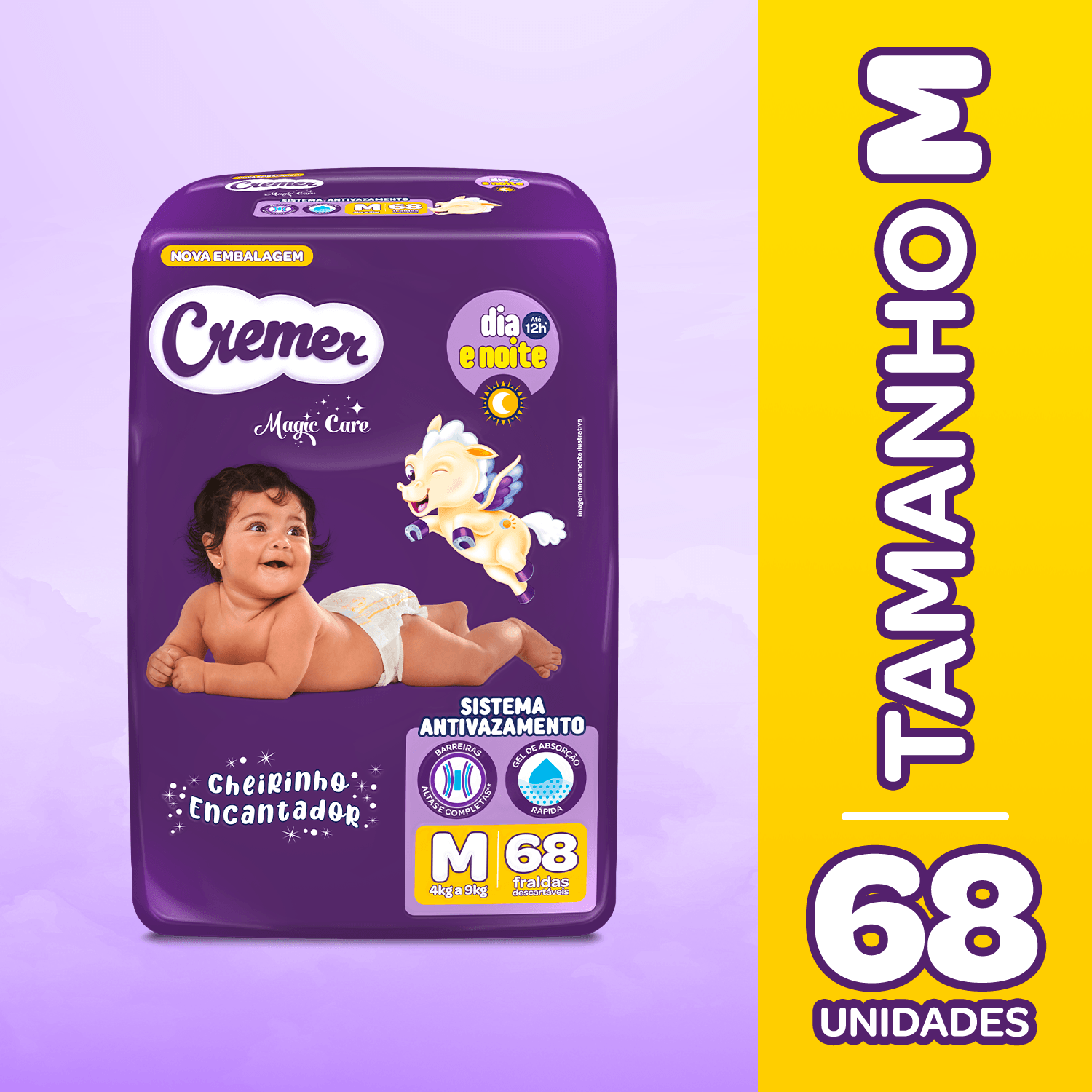 Fralda Cremer Magic Care M 68 Un Superabsorvente Antivazamento ...