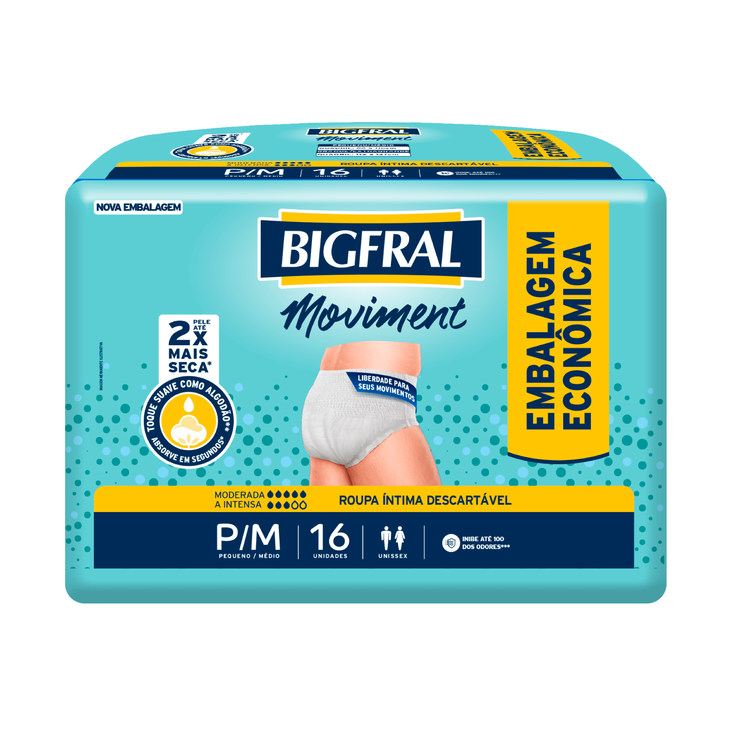 Roupa Íntima Descartável Bigfral Moviment P/M - 16 unidades - Drogaria ...