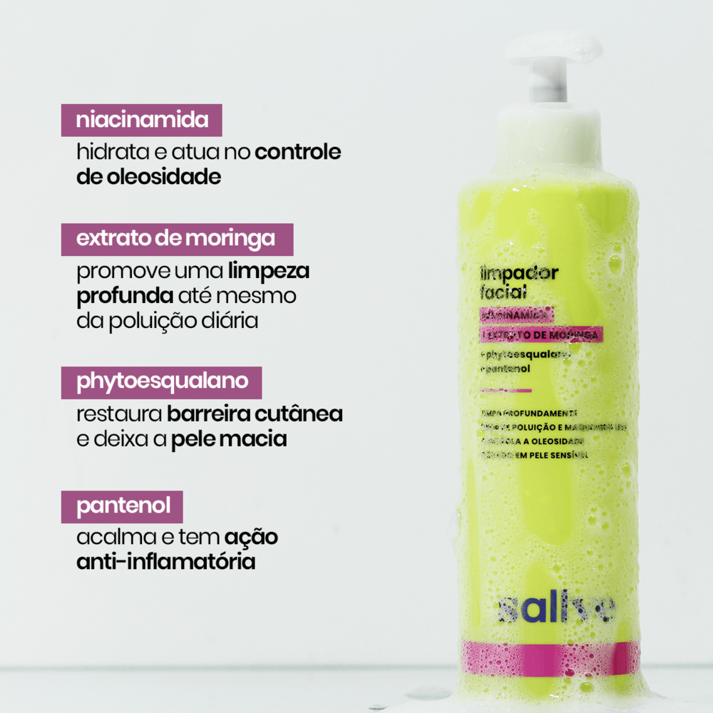 Gel Limpador Facial Sallve 300ml - Limpeza Profunda e Suave - FARMALIFE