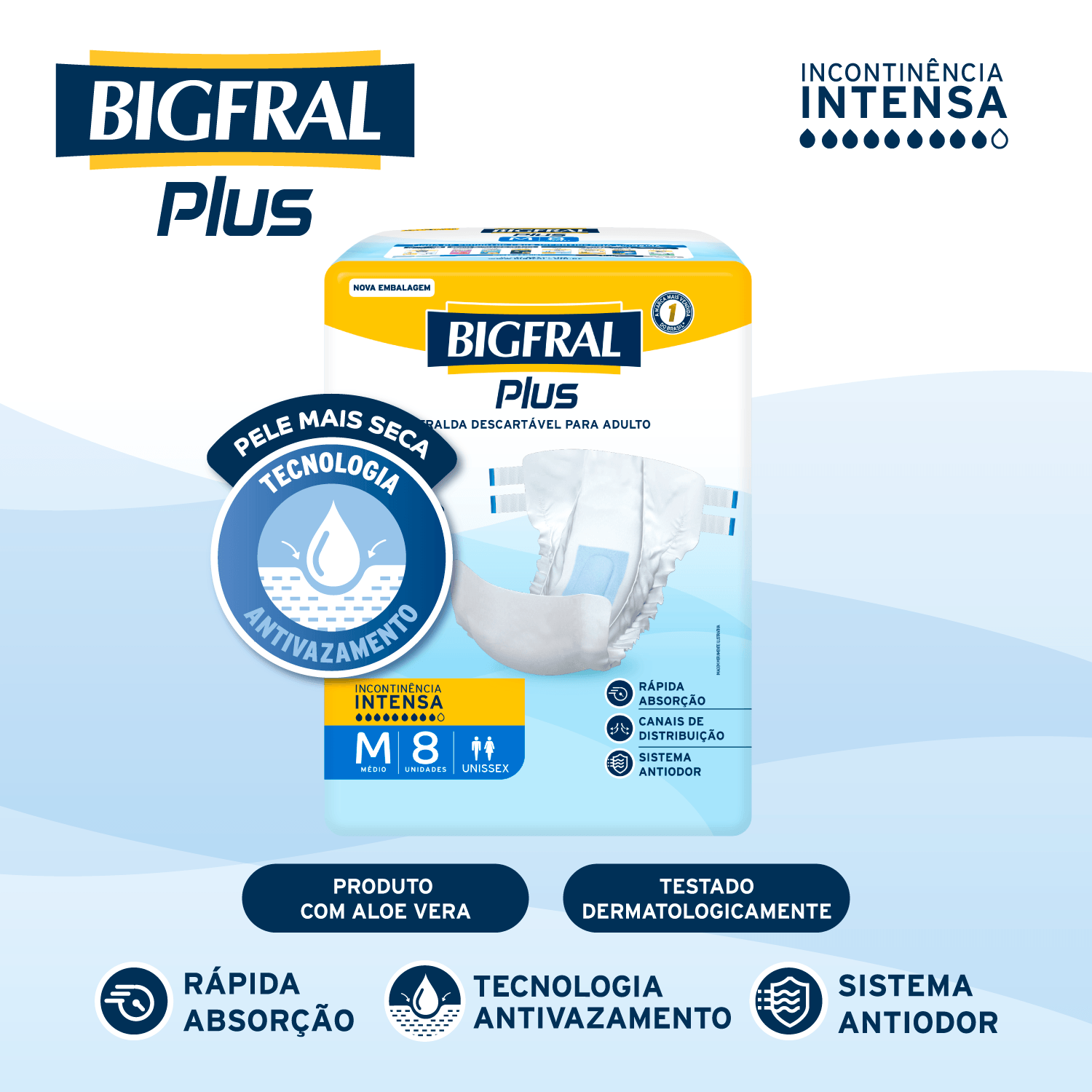 Fralda Descartável Adulto Bigfral Plus M 8 Unidades Incontinência ...