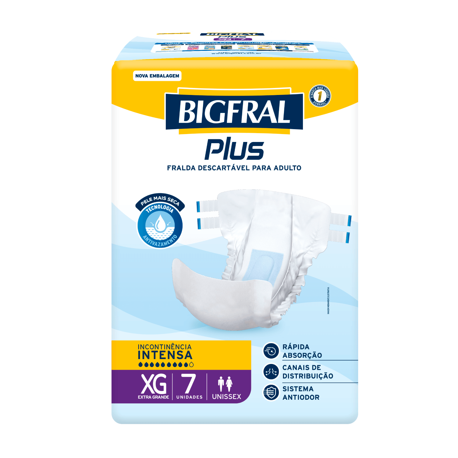 Fralda Descartável Adulto Bigfral Plus XG 7 Unidades - Incontinência ...
