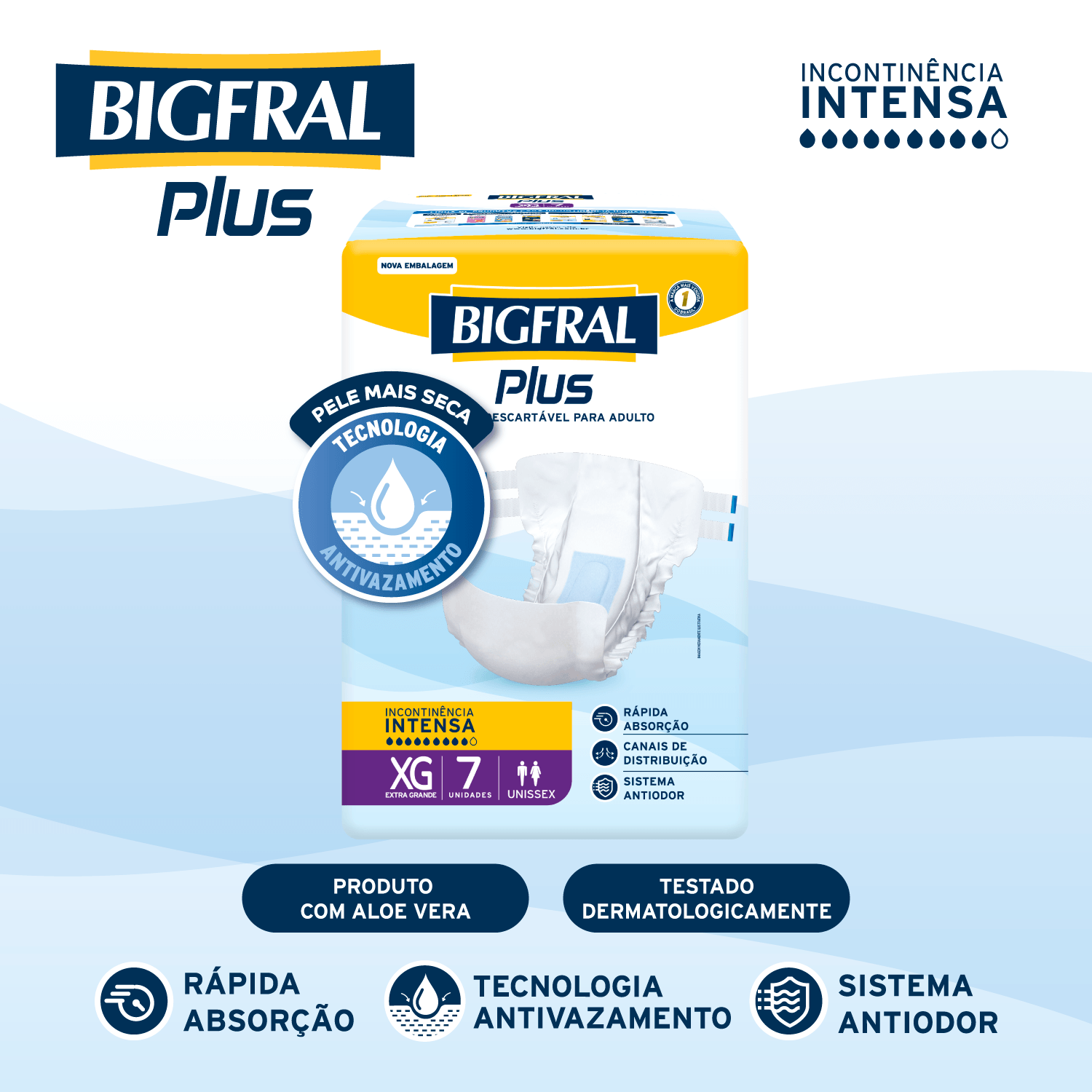 Fralda Descartável Bigfral Plus XG Adulto 16 Unidades Absorção - Drogasmil