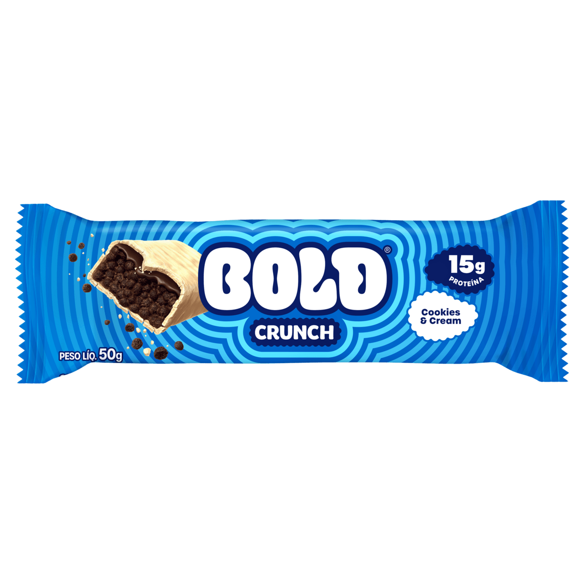 Barra de Proteína Cookies & Cream Bold Crunch - 50g - FARMALIFE