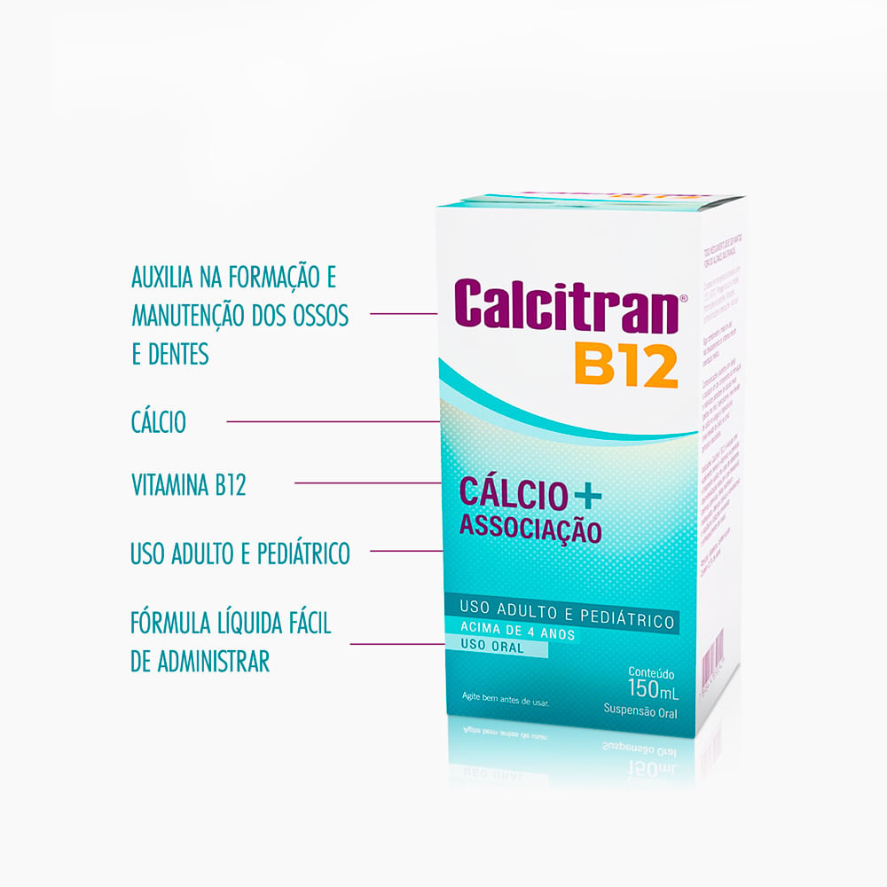 Calcitran B12 Solução Oral 150ml – Suplemento de Cálcio e Vitamina B12 ...