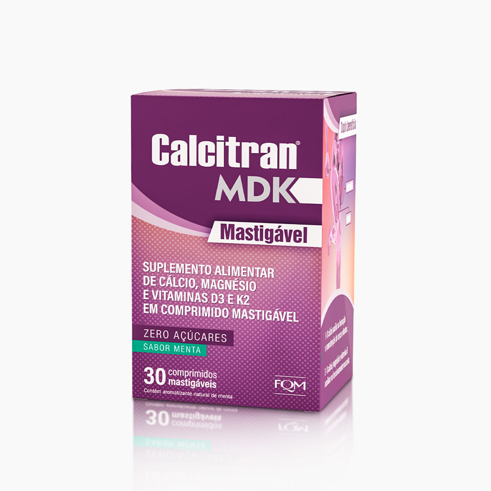 Calcitran MDK Mastigável 30 comprimidos | Cálcio, Magnésio e Vitaminas ...