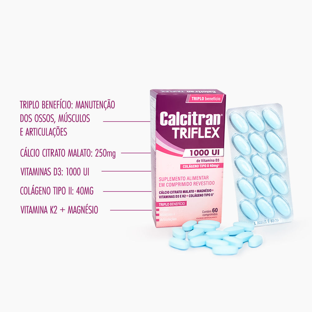 Calcitran Triflex Sanofi – Suplemento Cálcio, Magnésio e Colágeno ...