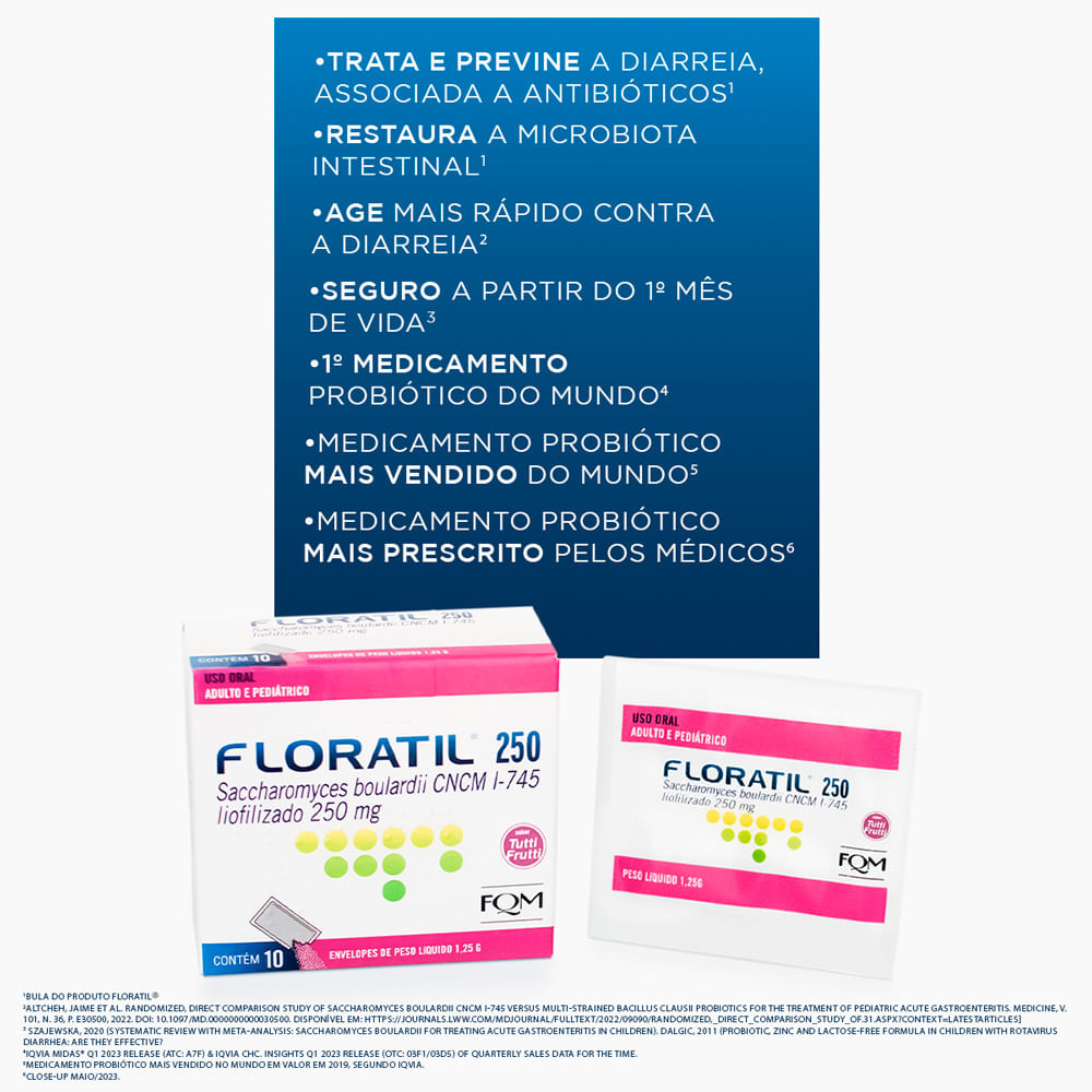 Floratil AT 250mg 10 Envelopes – Probiótico para Flora Intestinal ...