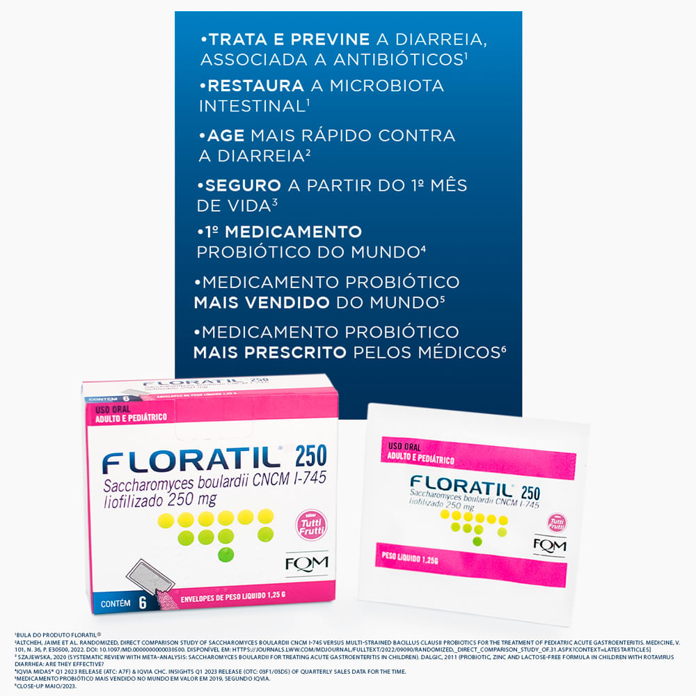 Floratil AT 250mg 6 Envelopes – Probiótico para Flora Intestinal ...