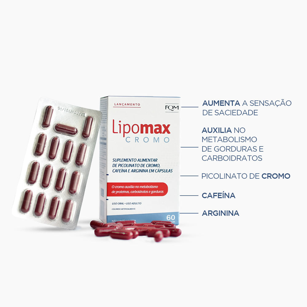Suplemento Lipomax Cromo 60 Cápsulas FQM - Drogaria Rosário