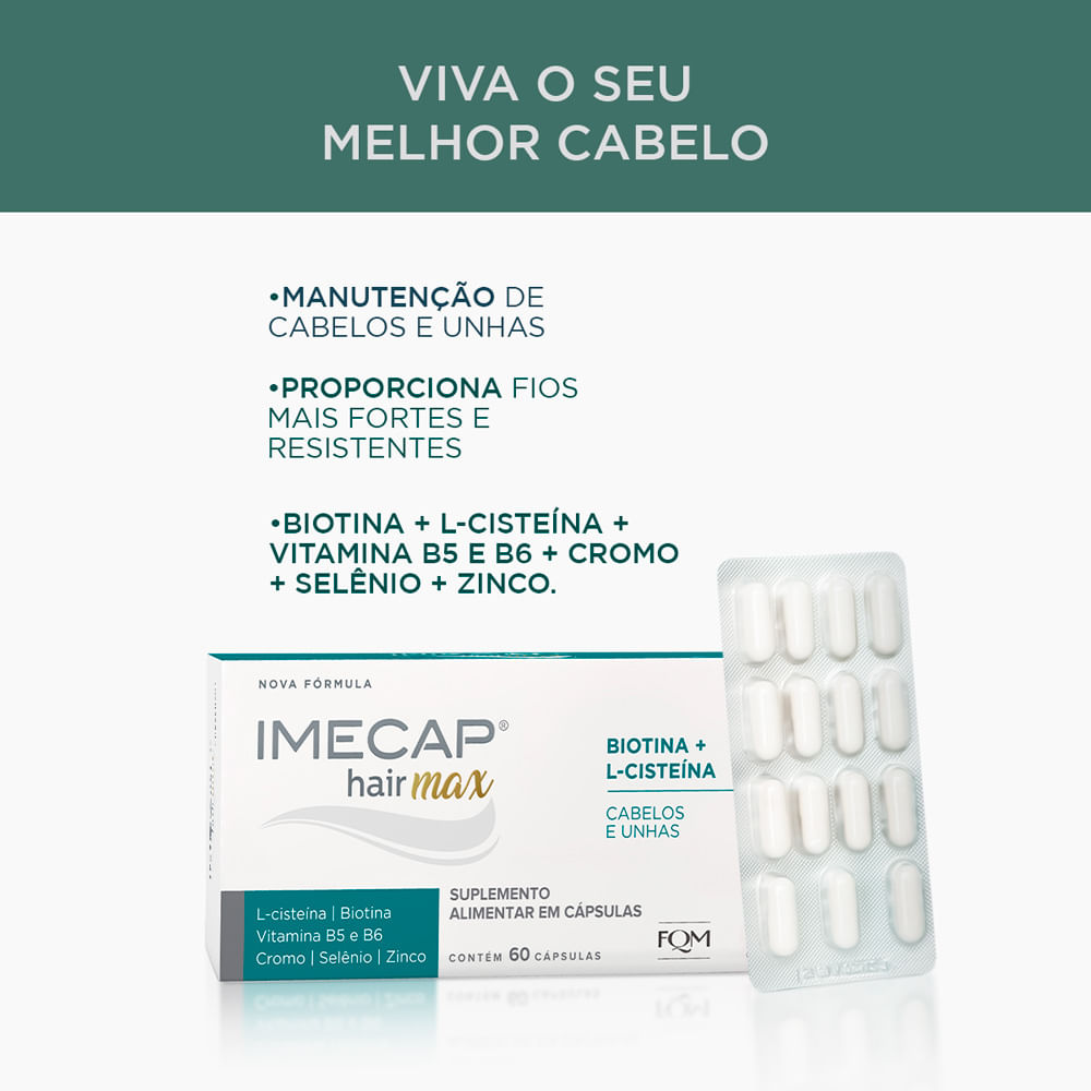 Imecap Hair Max Cabelos e Unhas 90 cápsulas - Drogarias Tamoio