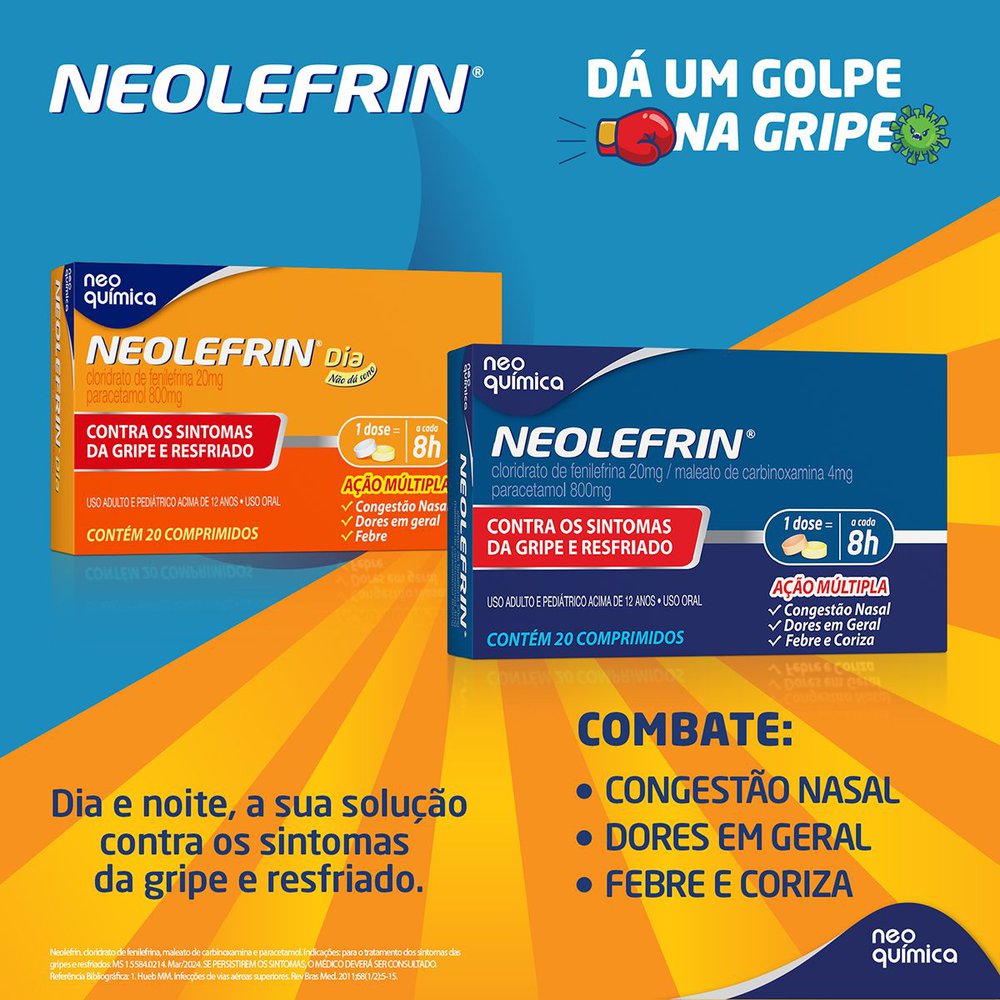 Neolefrin 20 Comprimidos - Antigripal e Antialérgico Neo Química ...