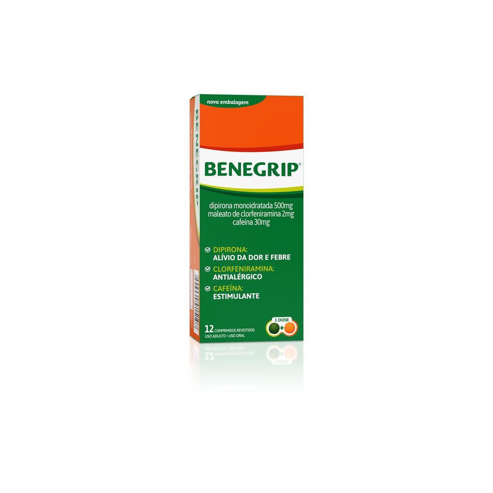 Benegrip Antigripal 12 Comprimidos – Alívio de Gripe e Sintomas ...