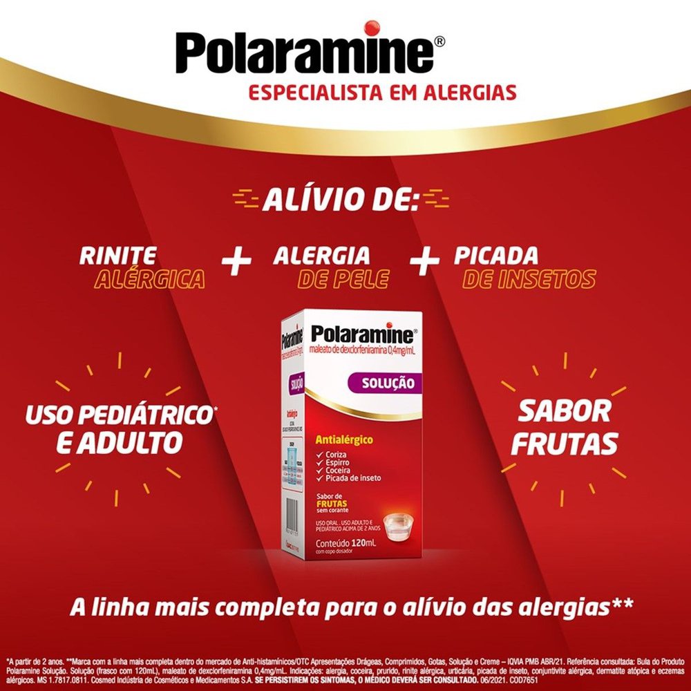 Polaramine 2,8mg/ml Frutas Caixa 20ml Solução Gotas - Drogarias Tamoio