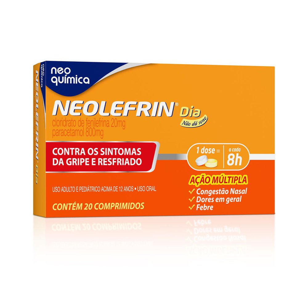 Neolefrin Dia 20 Comprimidos - Antigripal com Paracetamol e Fenilefrina ...
