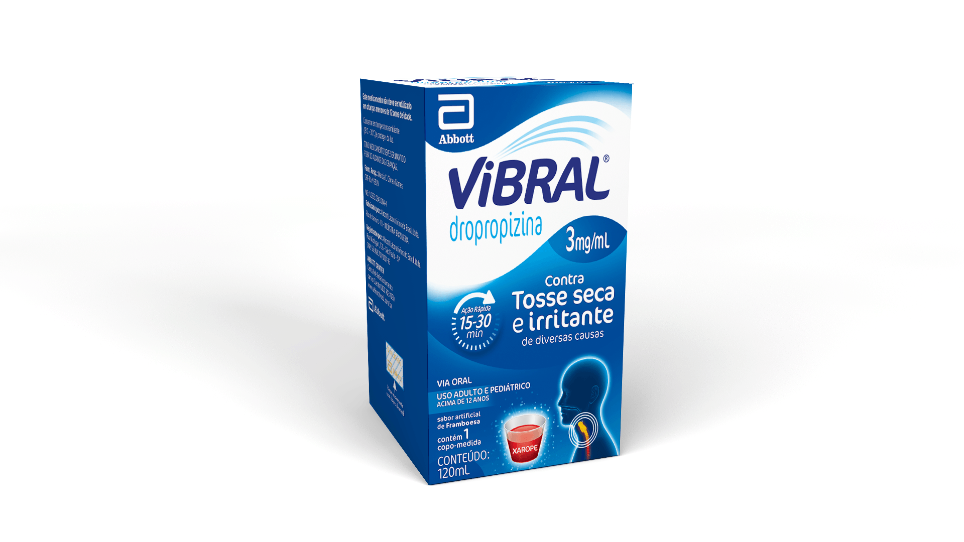 VIBRAL Xarope Antitussígeno Dropropizina 3mg/ml Framboesa 120ml ...