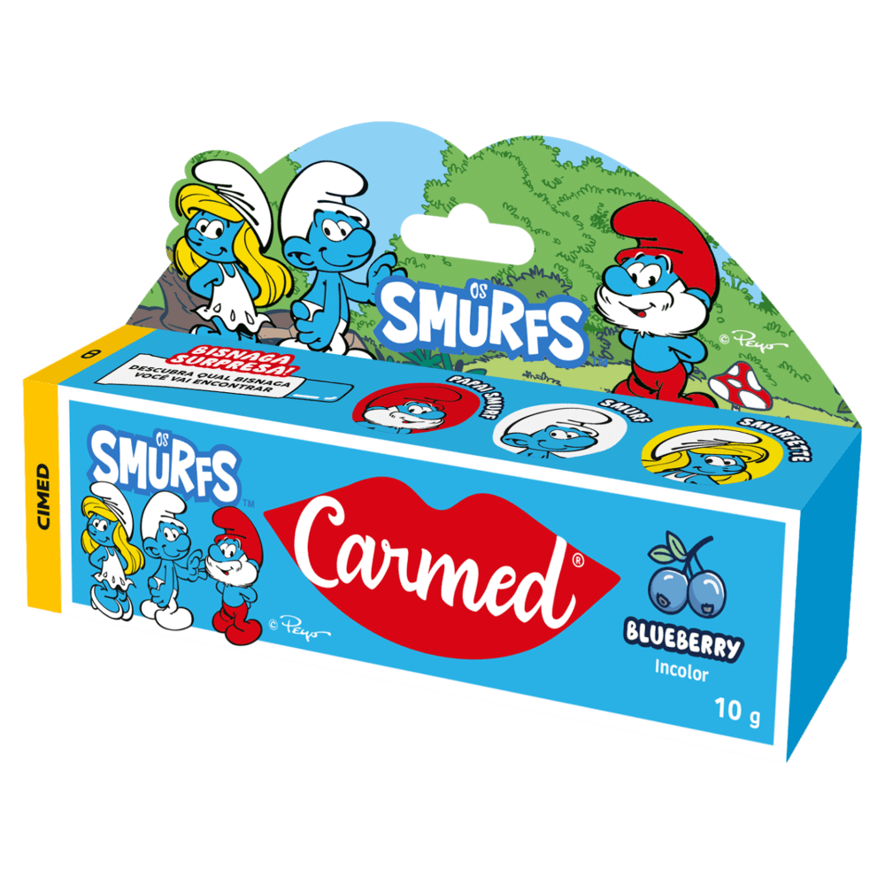 Hidratante Labial Carmed Os Smurfs Blueberry - 10g - FARMALIFE