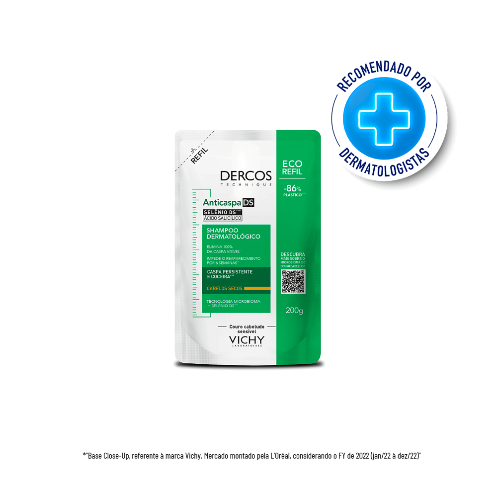 Shampoo Anticaspa Cabelos Secos Vichy Dercos DS Refil - 200g ...