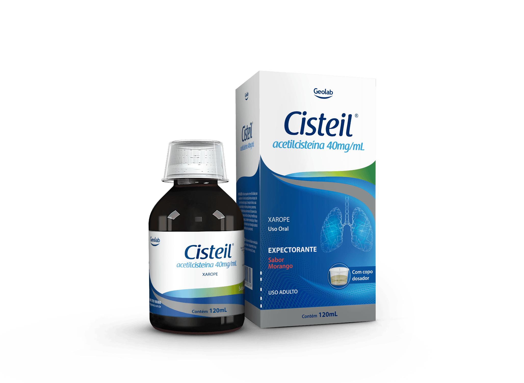 Cisteil 40mg/ml Xarope Expectorante Geolab 120ml - Drogaria Rosário