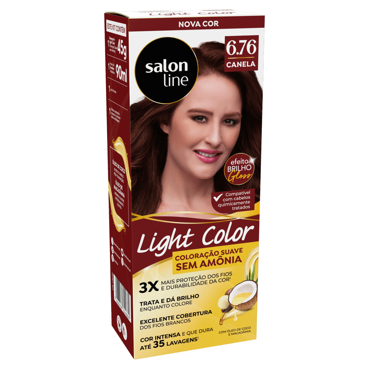 Kit Coloração Suave Creme 6.76 Canela Salon Line Light Color - FARMALIFE