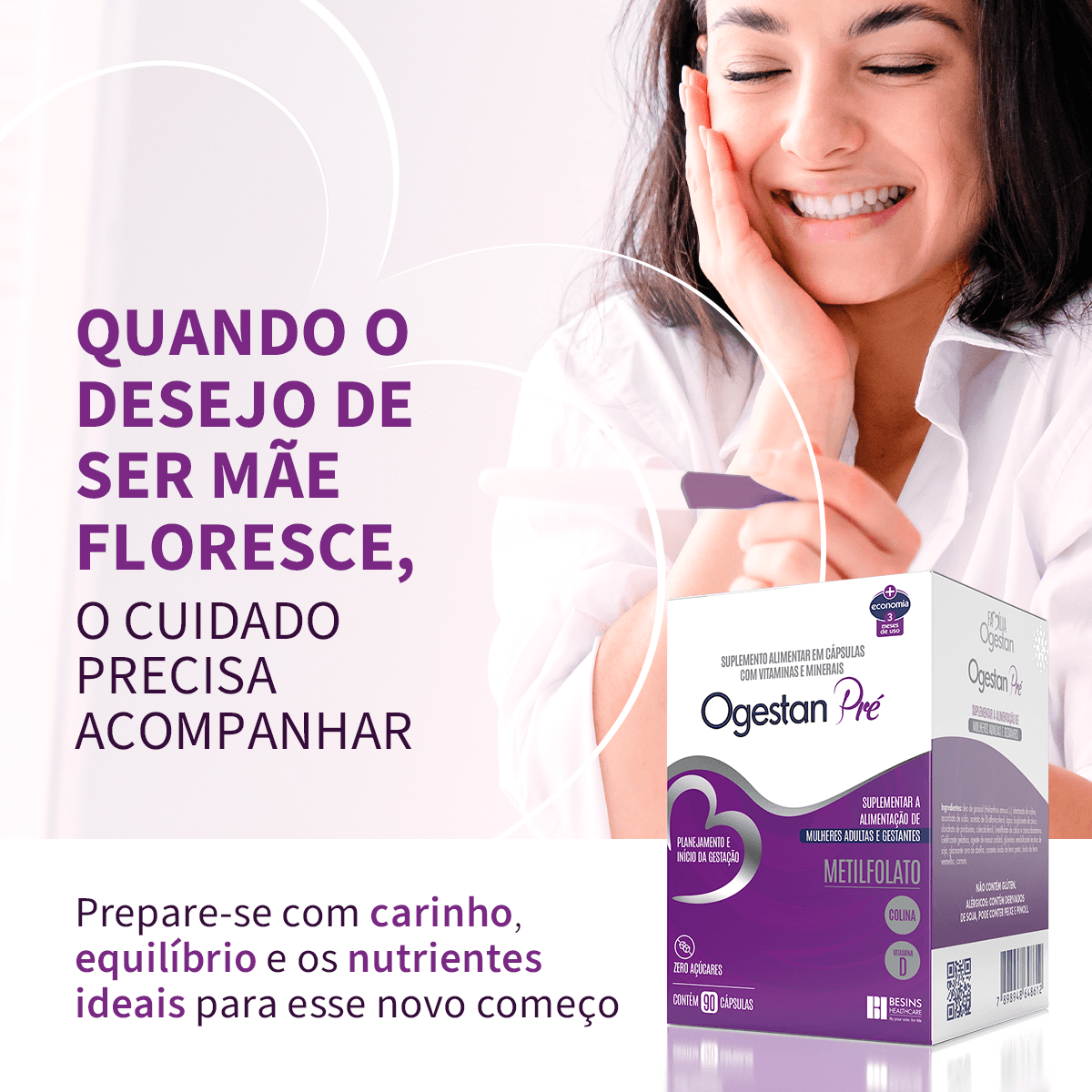 Ogestan Pré Besins – Suplemento Pré-natal com L-metilfolato 90 cápsulas ...